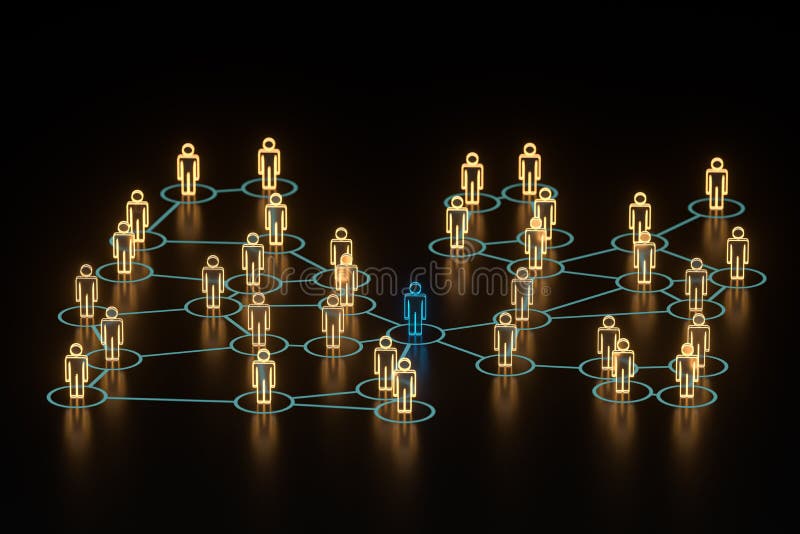 Glowing Little Man with Information and Communication Concept, 3d ...