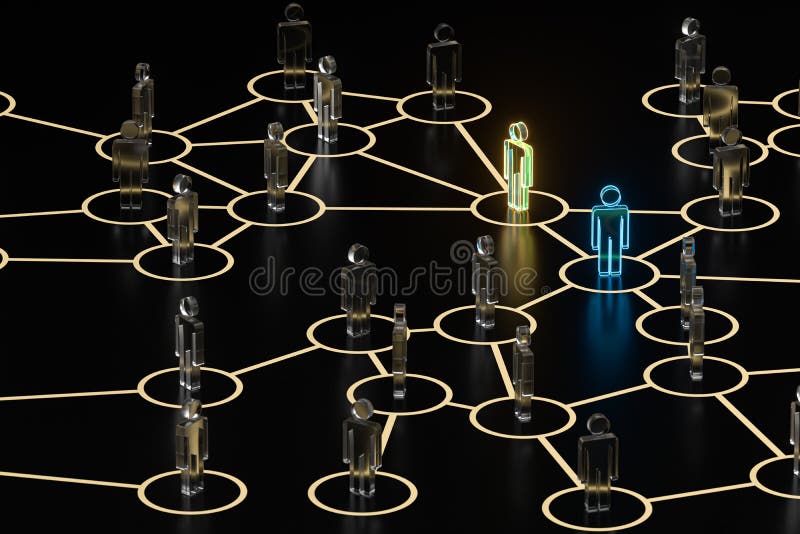Glowing Little Man with Information and Communication Concept, 3d ...
