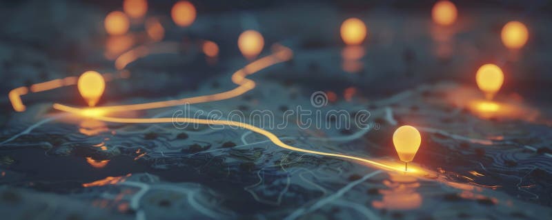Glowing Location Markers on a Map, Navigation Technology Concept Stock ...