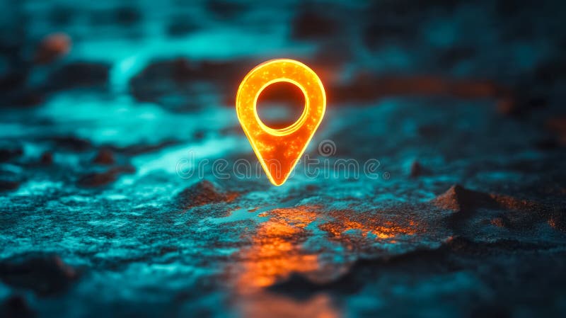 Glowing Location Pin Floating Over Textured Surface Stock Illustration ...