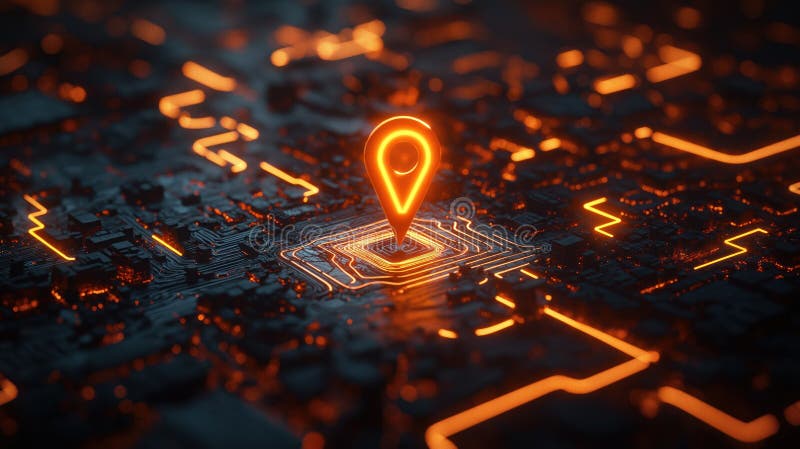 Glowing Location Pin Highlights Precise Point on Digital City Map ...