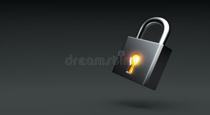 Glowing Lock on Dark Background Stock Illustration - Illustration of ...