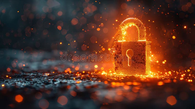 Glowing Lock in a Dark Environment with Bokeh Effect, Cybersecurity ...