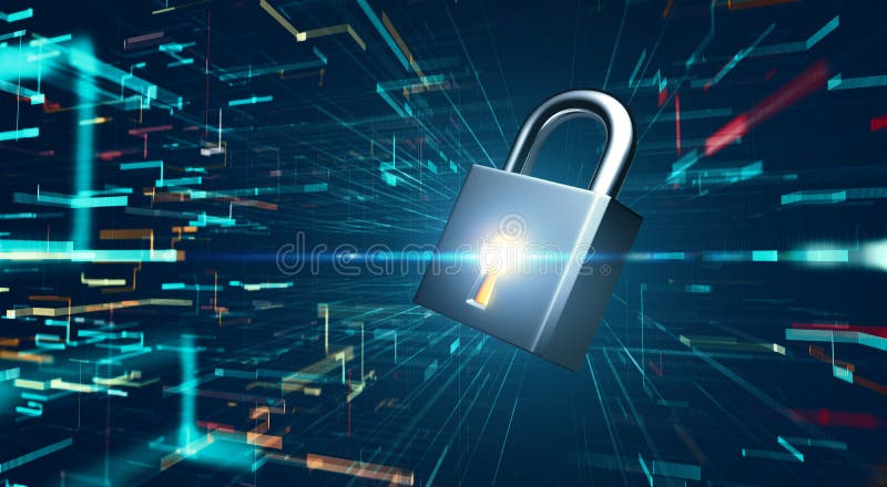 Glowing Lock with Key on Abstract Background Stock Illustration ...