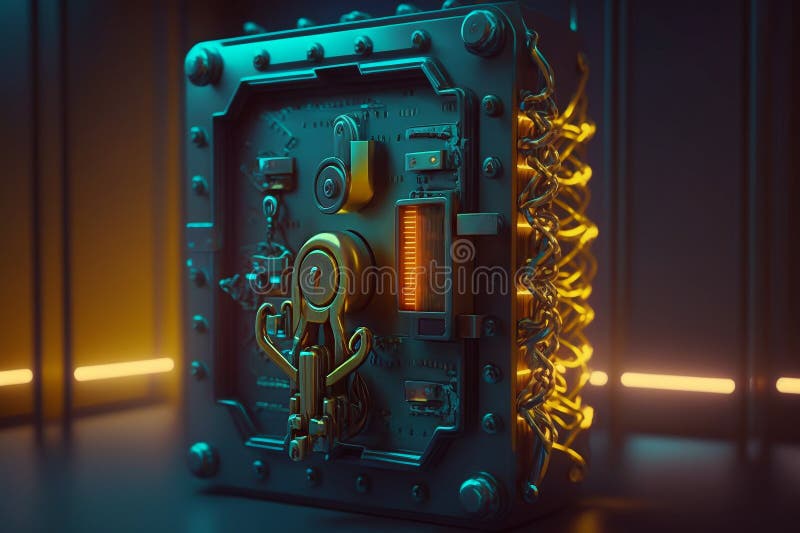 Glowing Lock Door Server Room Illustration Generative AI Stock ...