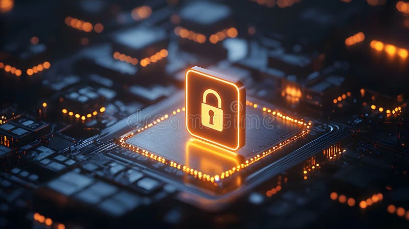 Glowing Lock Icon for Secure Private Messaging Stock Illustration ...