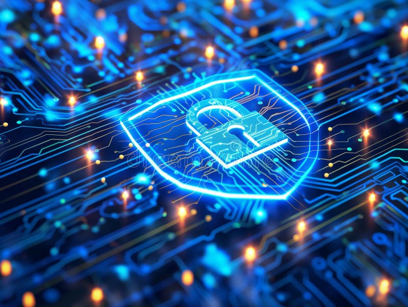 Digital Security Concept with Glowing Lock Symbol Stock Image - Image ...