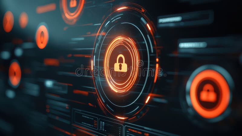 Glowing Lock on Textured Wall, Visual Representation of Security and ...