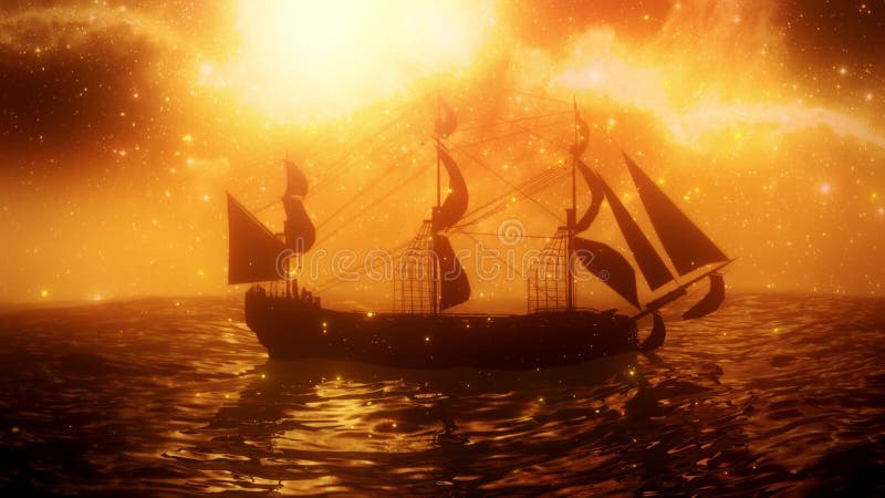 The Lonely Pirate in the Middle of the Ocean VJ Loop Background Stock ...