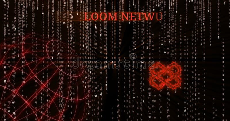 Glowing Loom Network LOOM Symbol Against the Falling Binary Code ...