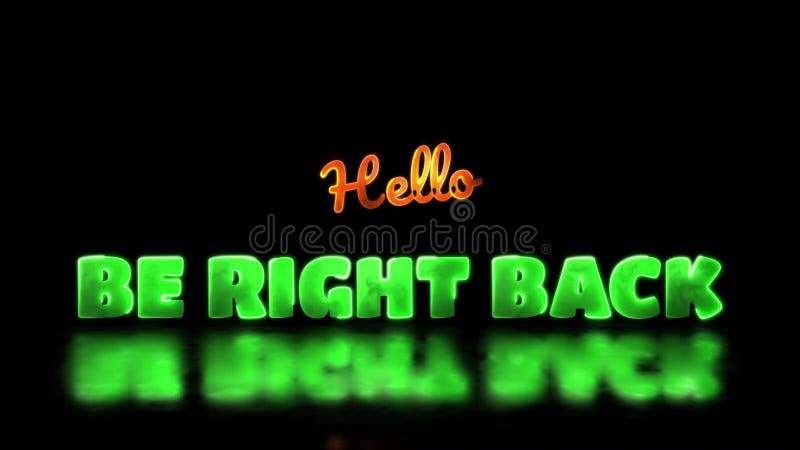 Glowing Looping Be Right Back Word Neon Frame Effect, Black Background ...