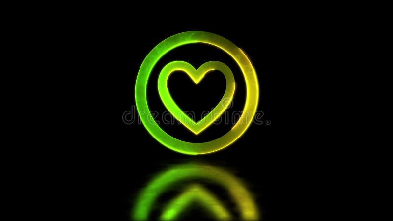 Glowing Looping Heart Shape Neon Effect, Black Background. Stock ...