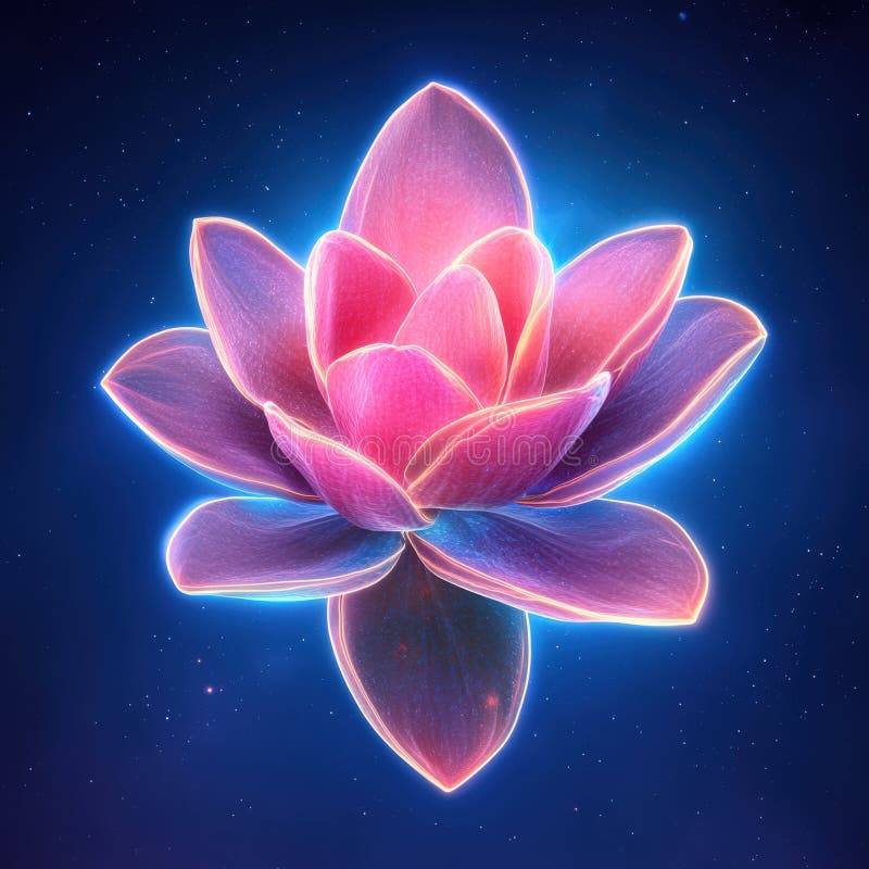 Glowing Lotus Flower Against a Starry Night Sky Stock Image - Image of ...