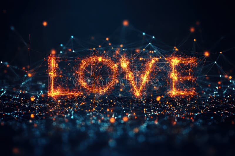 Glowing Love Message Created with Sparks on a Dark Background during ...