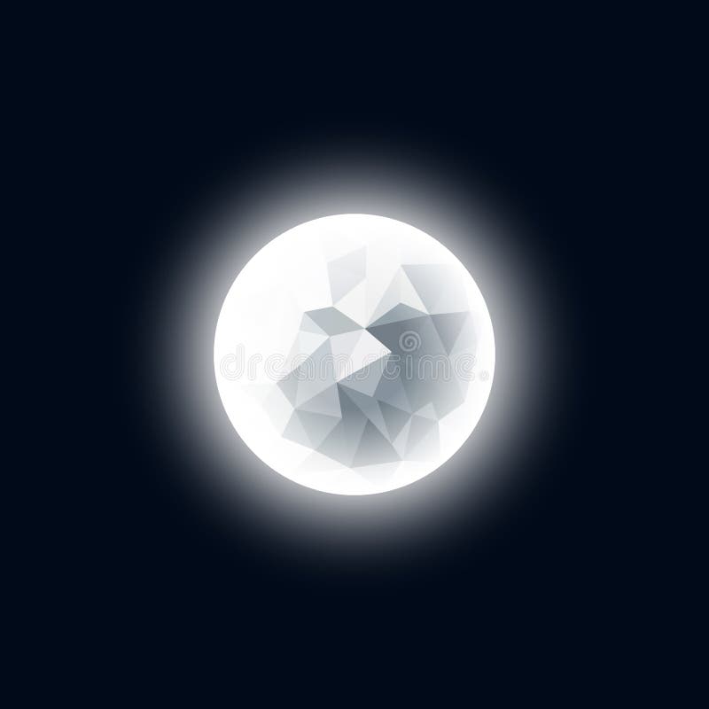 Glowing Low Poly Moon on a Dark Background Stock Vector - Illustration ...