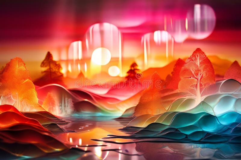A Glowing Luminogram Representation of a Landscape Overlaid with Stock ...