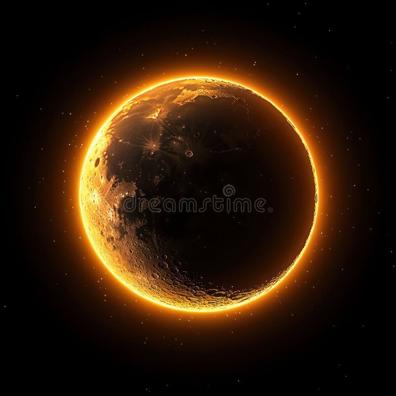 Glowing Lunar Eclipse with Starry Background Stock Illustration ...