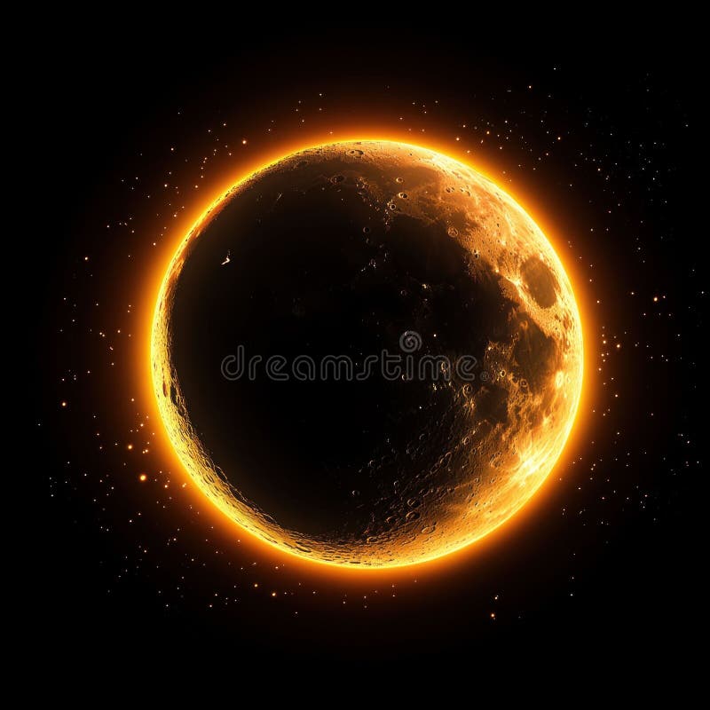 Glowing Lunar Eclipse with Starry Background Stock Illustration ...