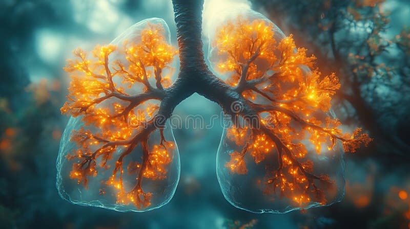 Glowing Lungs Nature Background Medical Illustration Stock Illustration ...