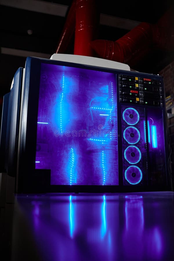 Glowing Machines in Dark Workshop Stock Image - Image of dark ...