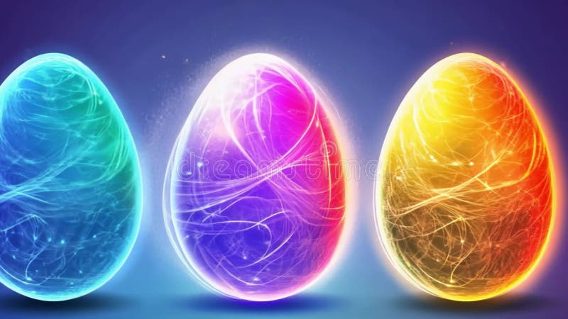 Glowing Magic Eggs Changing Colors on Blue Background Stock Video ...