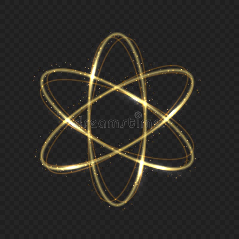 Gold Atom Isolated on White Background. Realistic Golden Molecule Sign ...