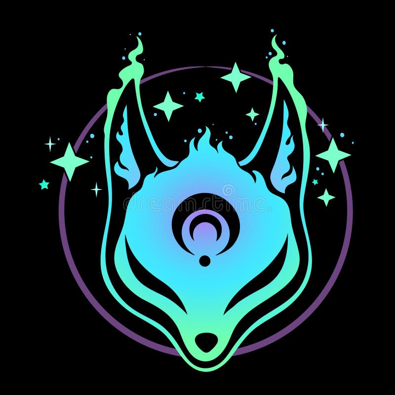 Glowing Magic Neon Fox Mask Stock Vector - Illustration of folklore ...
