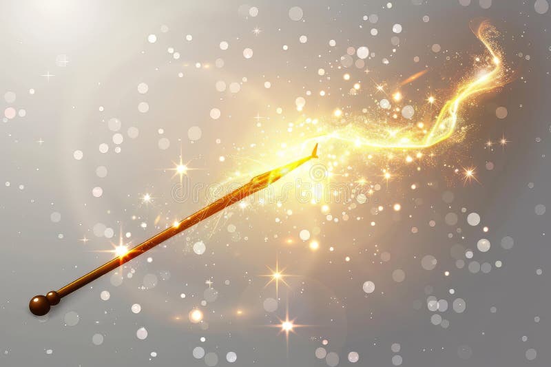 Glowing Magic Wand Sparkles Swirling in the Air Stock Illustration ...