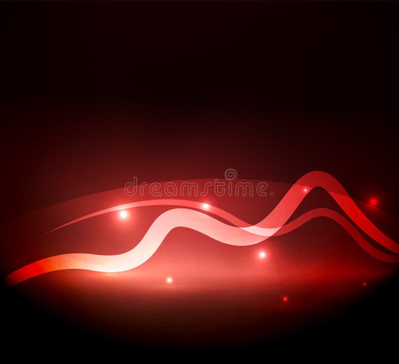 Glowing Magic Wave Line with Light Effects in Darkness Stock Vector ...