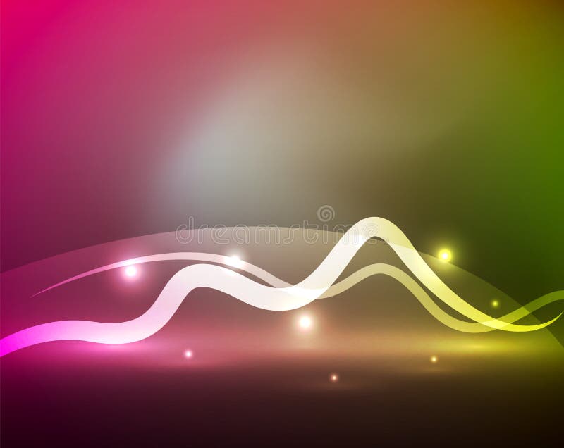 Glowing Magic Wave Line with Light Effects in Darkness Stock Vector ...