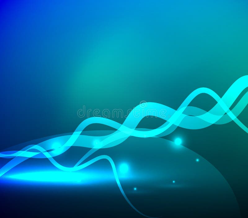 Glowing Magic Wave Line with Light Effects in Darkness Stock Vector ...