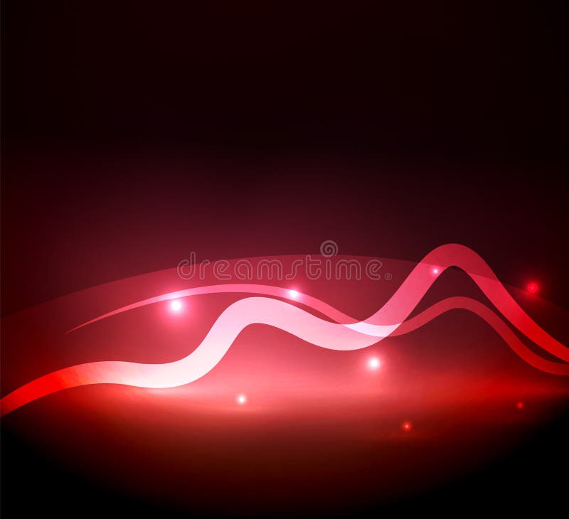 Glowing Magic Wave Line with Light Effects in Darkness Stock Vector ...