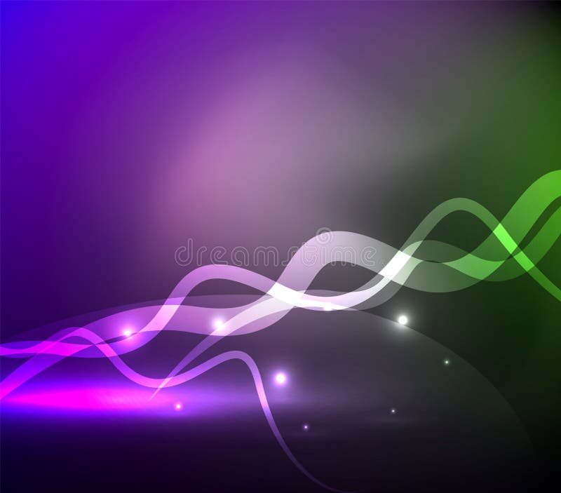 Glowing Magic Wave Line with Light Effects in Darkness Stock Vector ...