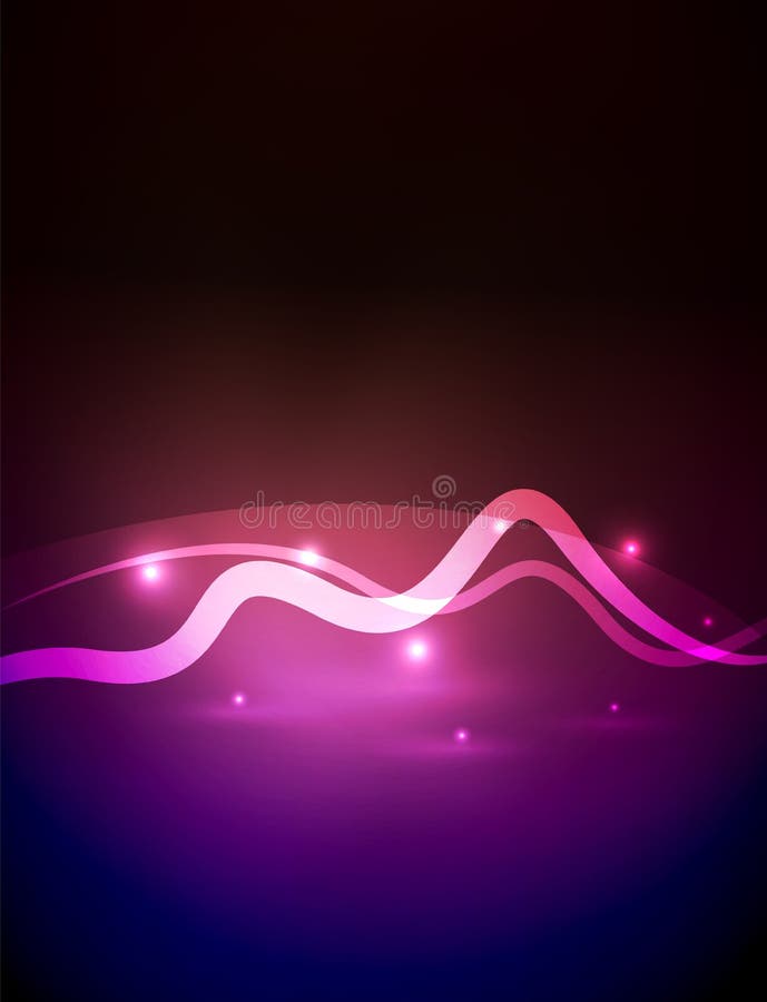 Glowing Magic Wave Line with Light Effects in Darkness Stock Vector ...
