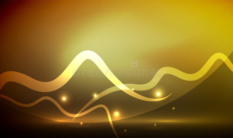 Glowing Magic Wave Line with Light Effects in Darkness Stock Vector ...