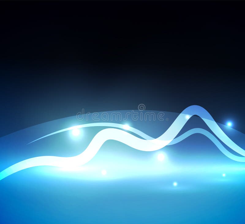 Glowing Magic Wave Line with Light Effects in Darkness Stock Vector ...