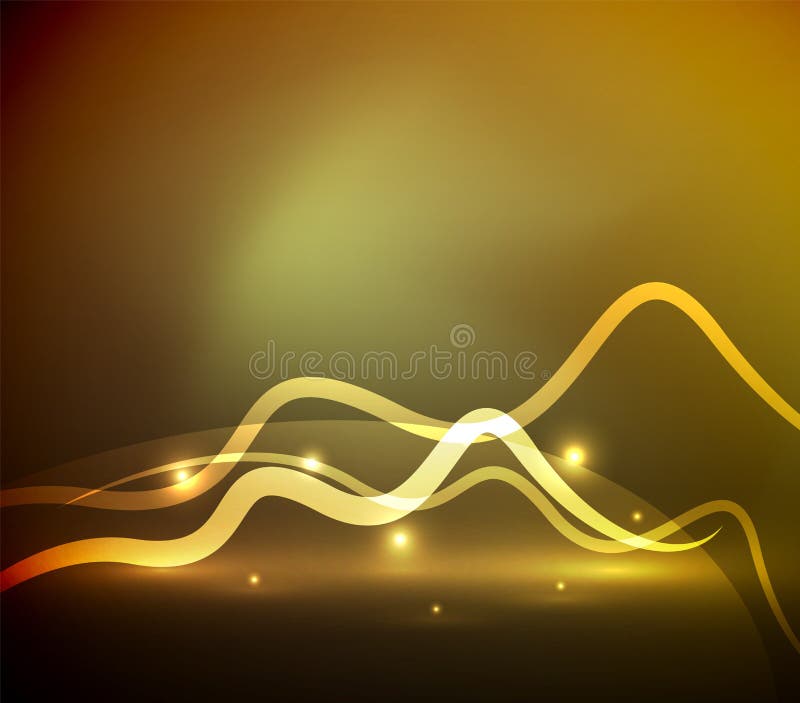 Glowing Magic Wave Line with Light Effects in Darkness Stock Vector ...