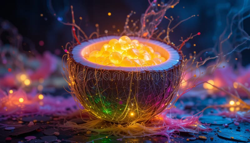 Glowing Magical Fruit with Vibrant Energy Effect Stock Illustration ...