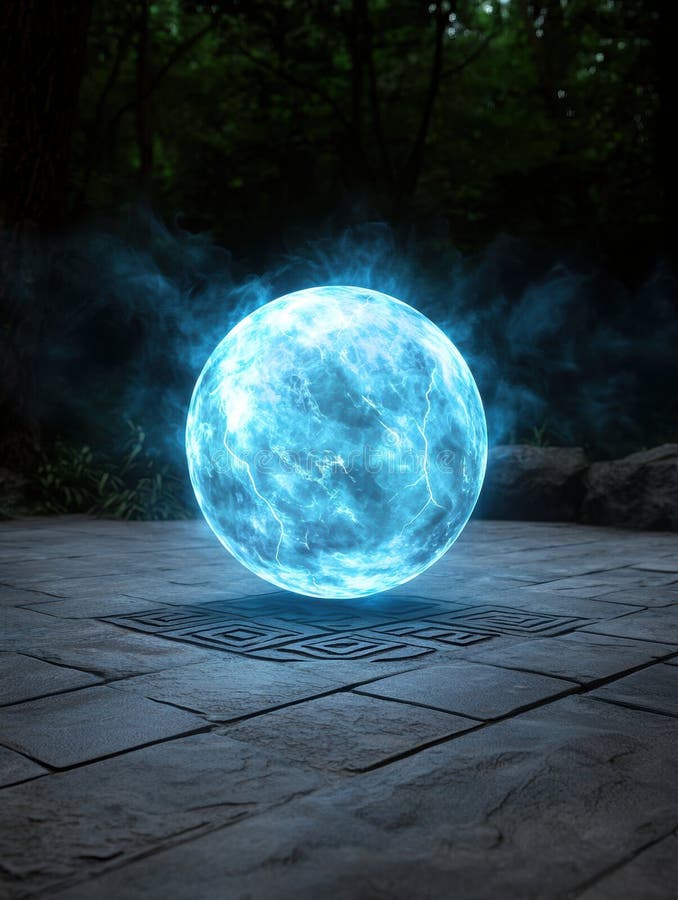 Glowing Magical Orb in Mystical Forest Stock Illustration ...