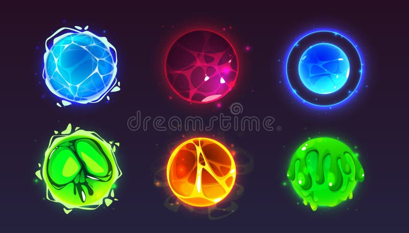 Glowing Magical Orbs for Game Ui Stock Illustration - Illustration of ...