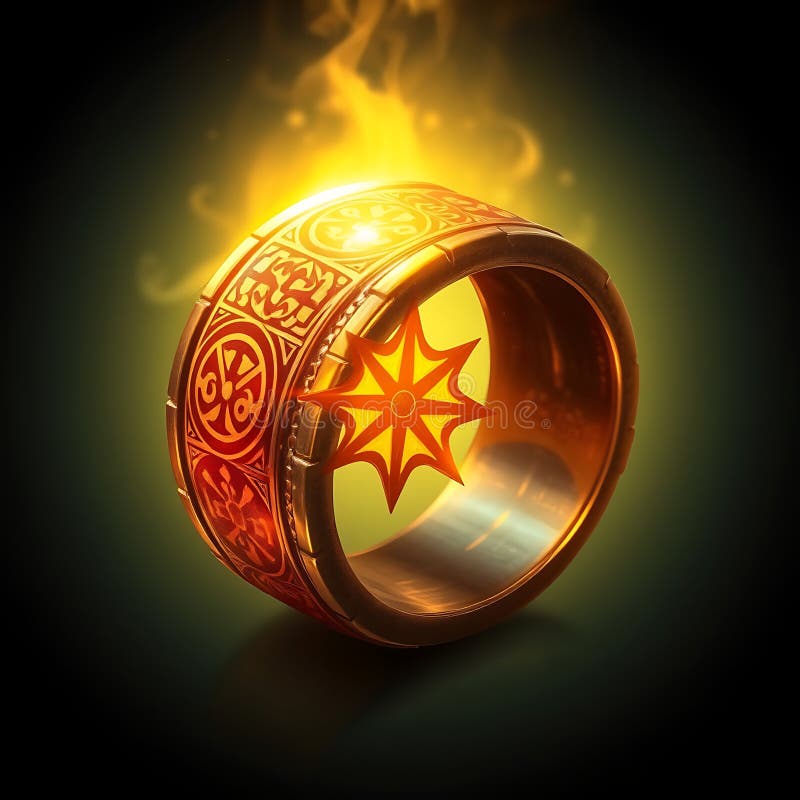 A Glowing Magical Ring with Ancient Symbols Etched into Its Surface ...