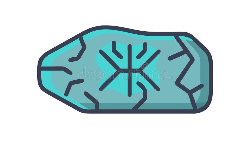 Glowing Magical Rune Stone with Brain-like Pattern Vector Design ...