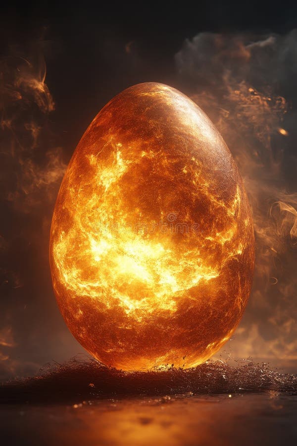Glowing Magma Egg Illuminated in a Dark Environment Creates a ...