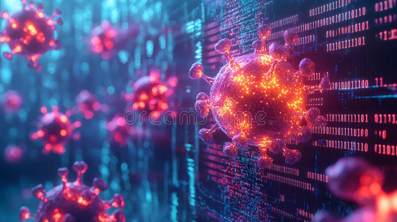 Glowing Malware Infection on Computer Screen Visualization Stock ...