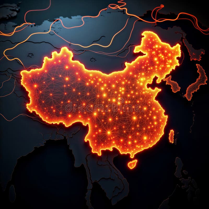 Glowing Map of China Showcasing Connectivity and Infrastructure ...