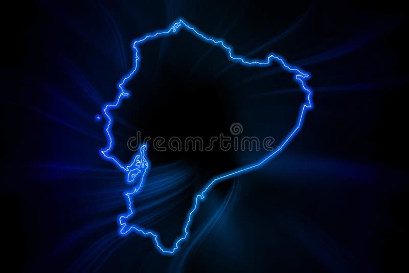Glowing Map of Ecuador, Modern Blue Outline Map Stock Illustration ...
