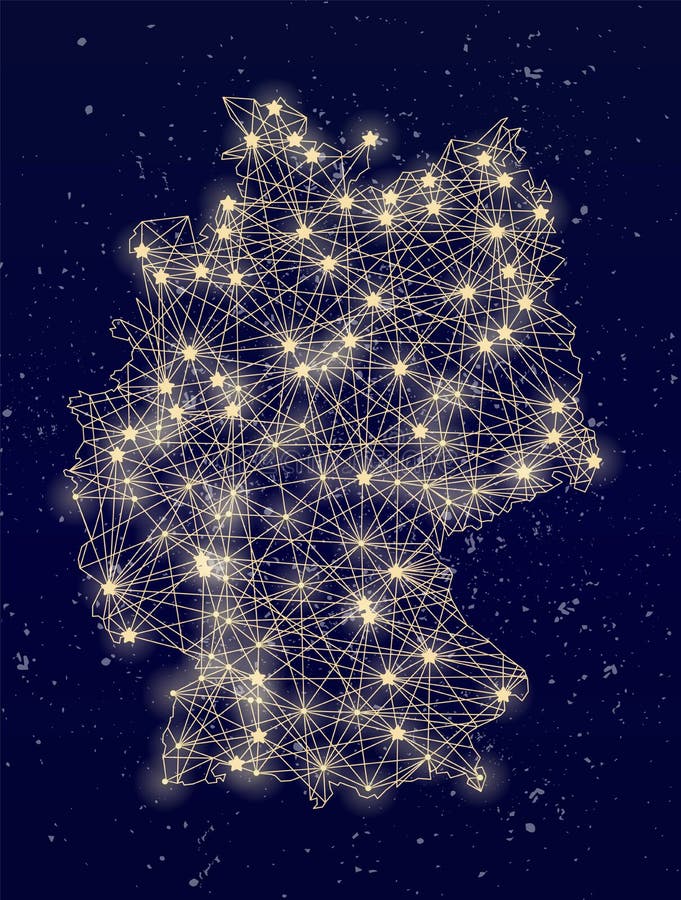 Glowing Map of Germany on the Night Sky Stock Vector - Illustration of ...