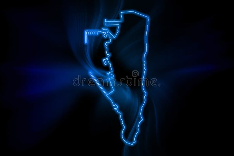 Glowing Map of Gibraltar, Modern Blue Outline Map Stock Illustration ...