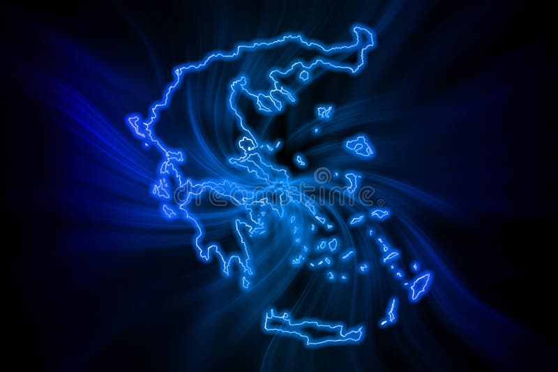 Glowing Map of Greece, Modern Blue Outline Map Stock Illustration ...