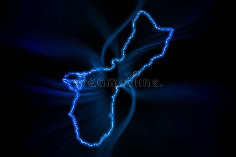 Glowing Map of Guam, Modern Blue Outline Map Stock Illustration ...
